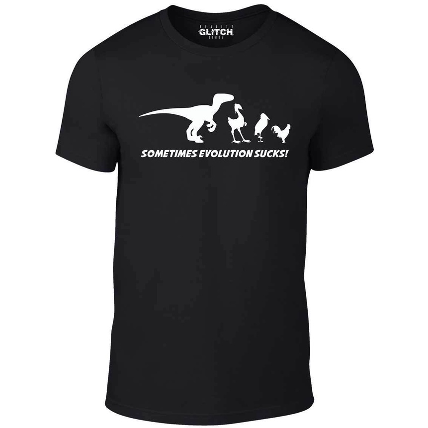 Evolution Sucks t 恤 - 有趣的 t 恤 Darwin Theory 復古恐龍鳥漫畫 | 蝦皮購物