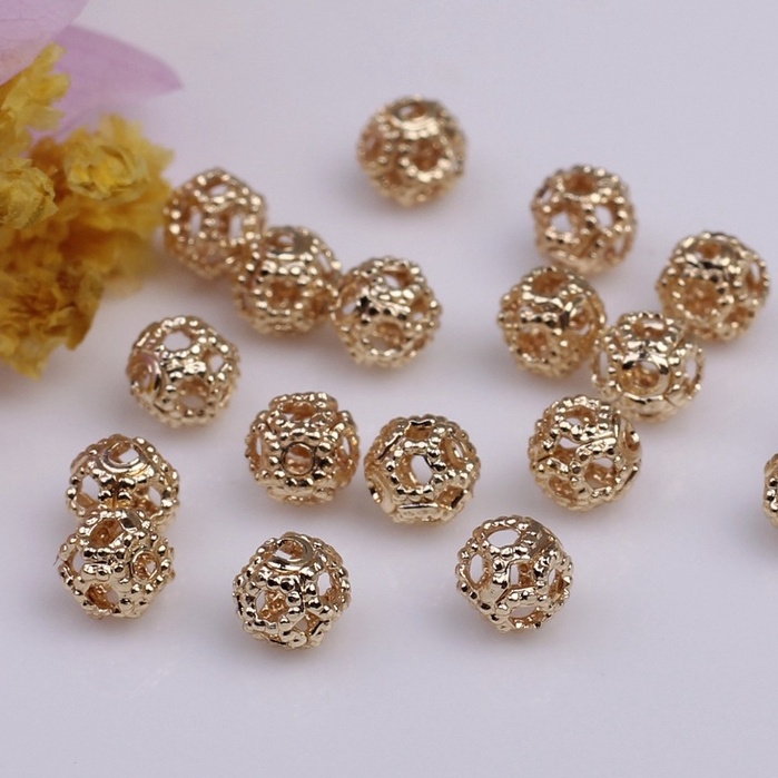 HC-「 100pcs/包」 14k包金保色鏤空球 燈籠隔珠金珠 手鏈項鏈串珠 diy飾品配件 | 蝦皮購物