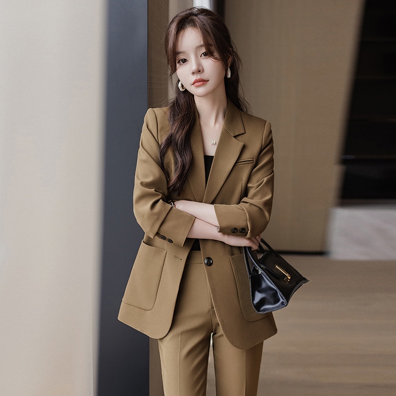 Miguo_高級感黑色西裝套裝女 3色 S-3XL 面試裝 氣質休閒職業OL裝 女生西裝套褲 大尺碼女裝_892 | 蝦皮購物