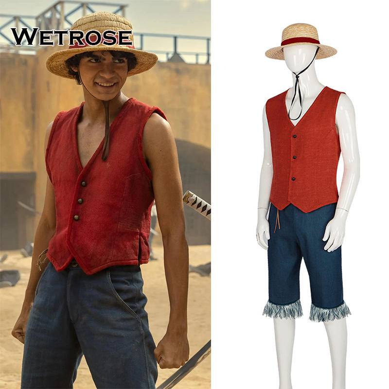 【Wetrose】真人系列OneP路飛Cosplay服裝Cos服動漫遊戲女男套裝萬聖節海賊魯夫 | 蝦皮購物