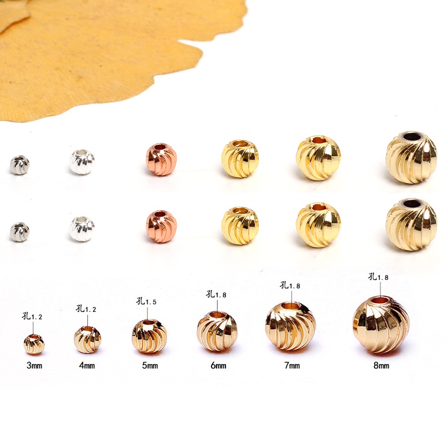 HC-【 100pcs/包】14k包金保色西瓜珠 批花南瓜珠 保色切面珠 隔珠 散珠手工串珠配件 | 蝦皮購物