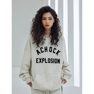 Achock 美式基本字體logo印花帽T潮流情侶連帽大學T男 | 蝦皮購物