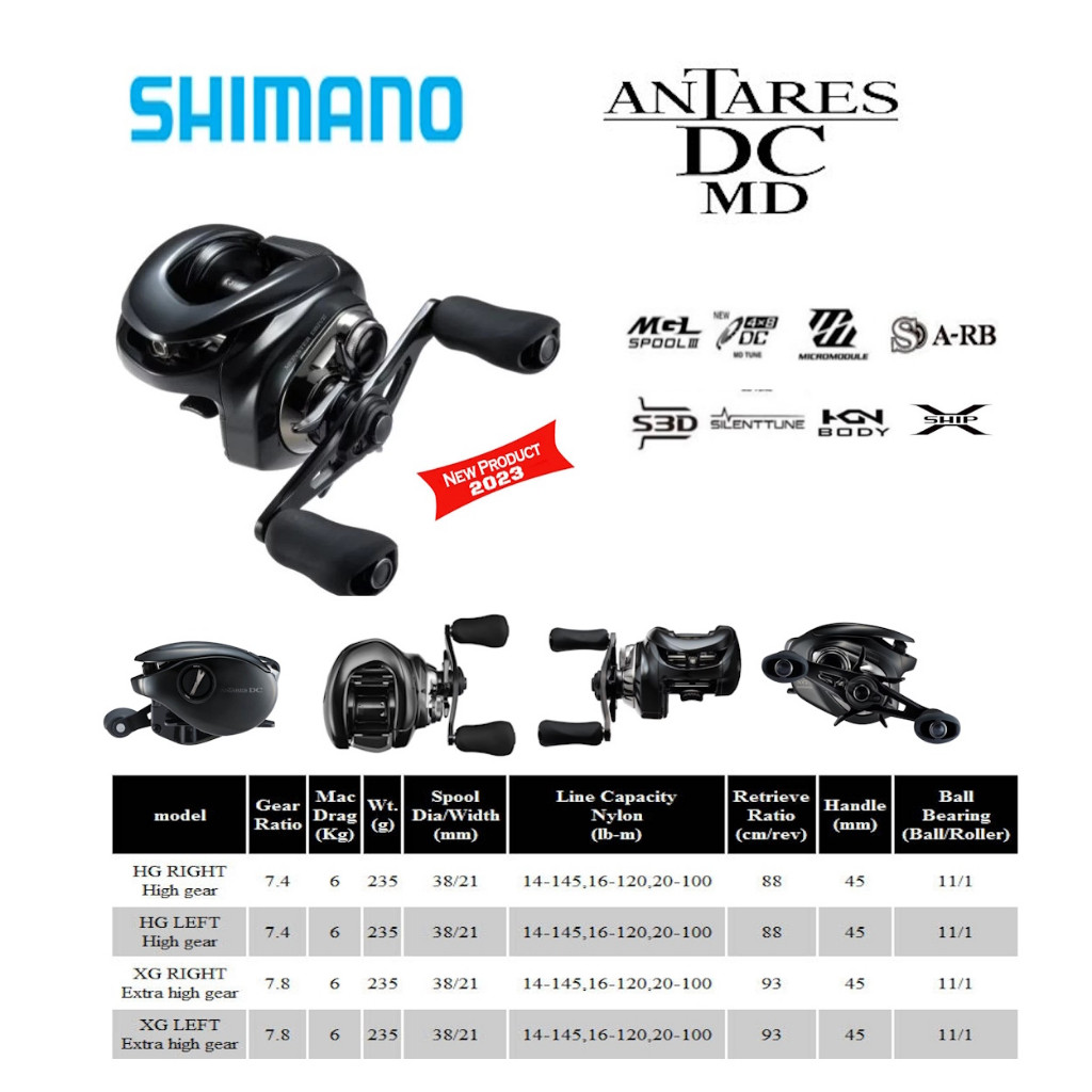 Shimano Antares DC MD HG XG 型號 2023 BC 拋餌漁線輪 | 蝦皮購物