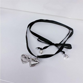Mxgoods Balletcore Style 絲帶項鍊韓式星星愛心吊墜鎖骨鏈復古小相框吊飾 Y2K Choker G | 蝦皮購物