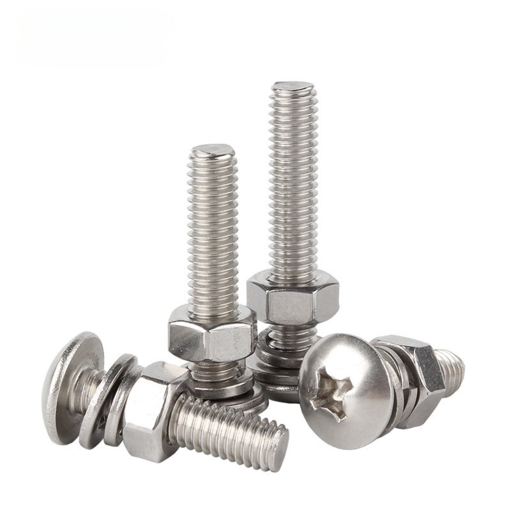 【JC】M5/M6/M8 304不鏽鋼圓頭螺絲螺母墊片組合套裝十字大扁頭螺釘 | 蝦皮購物