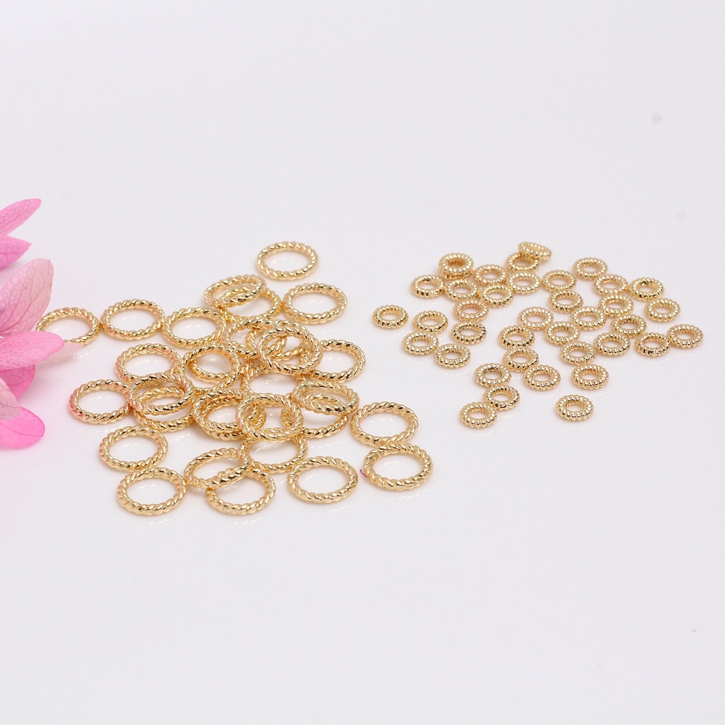HC-【 100pcs/包】14k包金保色麻花批花實口圈 金色閉口圈 diy飾品配飾 手工材料 | 蝦皮購物