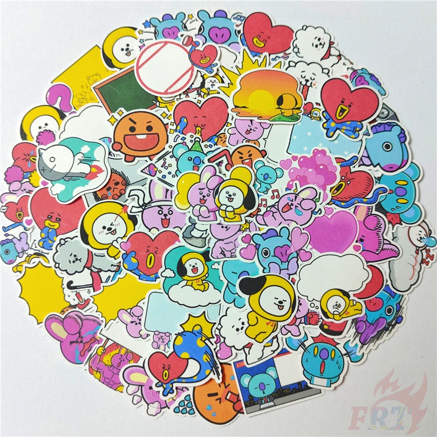 60個/套 Bt21 Q-1 迷你日記手冊貼紙 Diy時尚相冊裝飾貼紙(尺寸:2~3cm) | 蝦皮購物