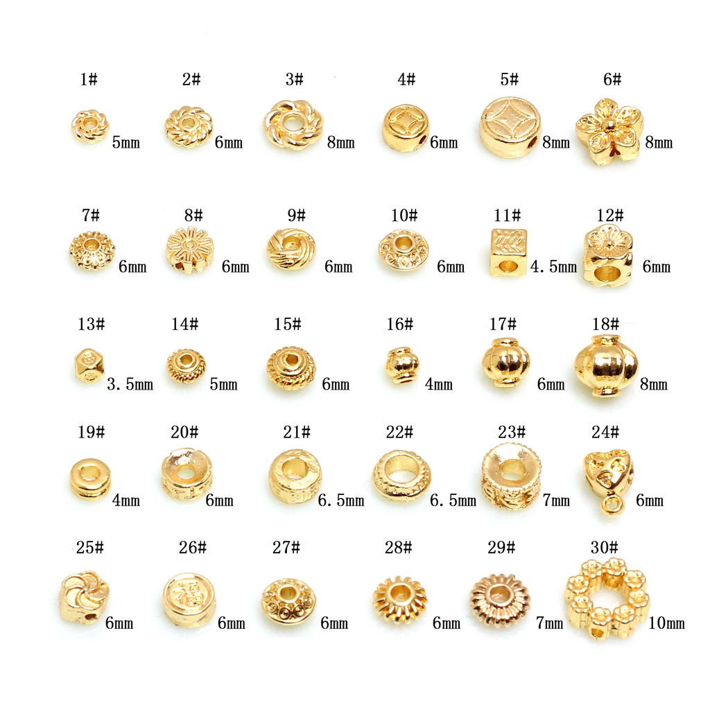 HC-【 100pcs】1-16#14k包金保色隔珠圓形花托串珠隔片 diy手鏈項鏈飾品配件散珠 | 蝦皮購物