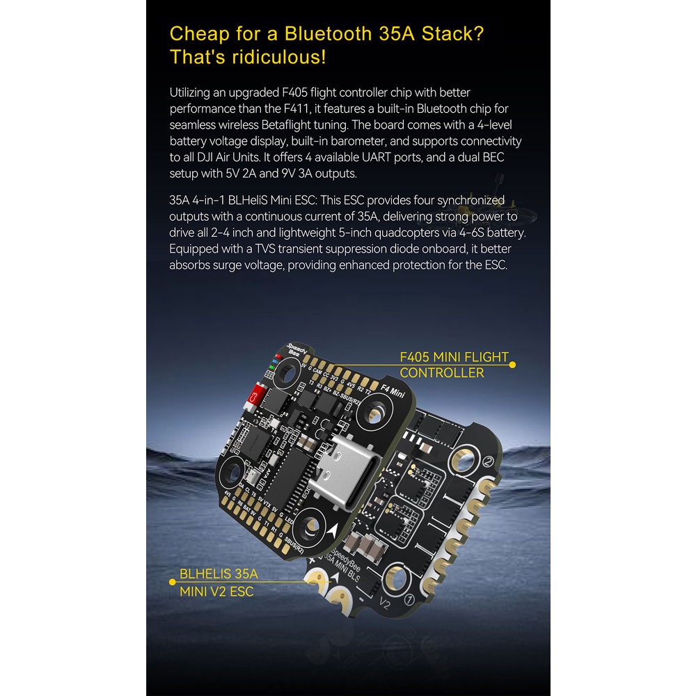 Speedybee F405 Mini Stack 飛行控制器 FC BLS 35A V2 3-6S 20x20 4 合 | 蝦皮購物