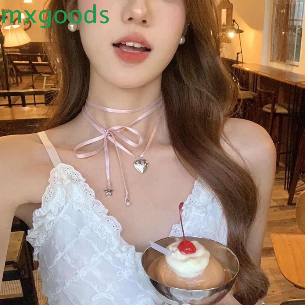 Mxgoods Balletcore Style 絲帶項鍊韓式星星愛心吊墜鎖骨鏈復古小相框吊飾 Y2K Choker G | 蝦皮購物