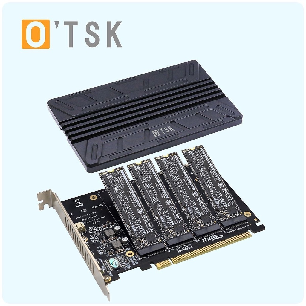 OTSK四盤擴展卡PCIe4.0 X16轉NVMe 4盤位陣列轉接卡鋁合金散熱片 | 蝦皮購物