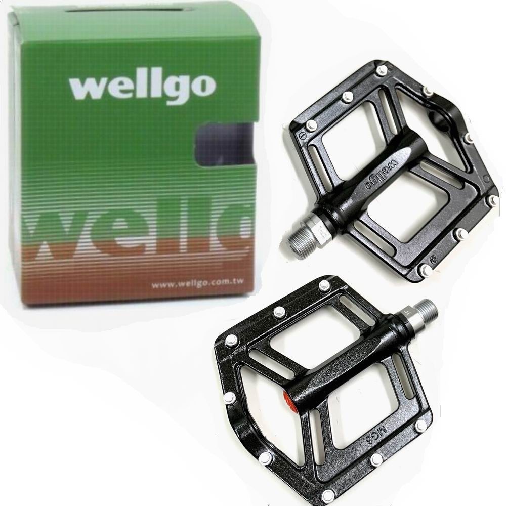 《67-7 生活單車》全新款 維格WELLGO MG-6 MG6-AL高階鋁合金大面積培林踏板 MG-3可參考(黑色) | 蝦皮購物