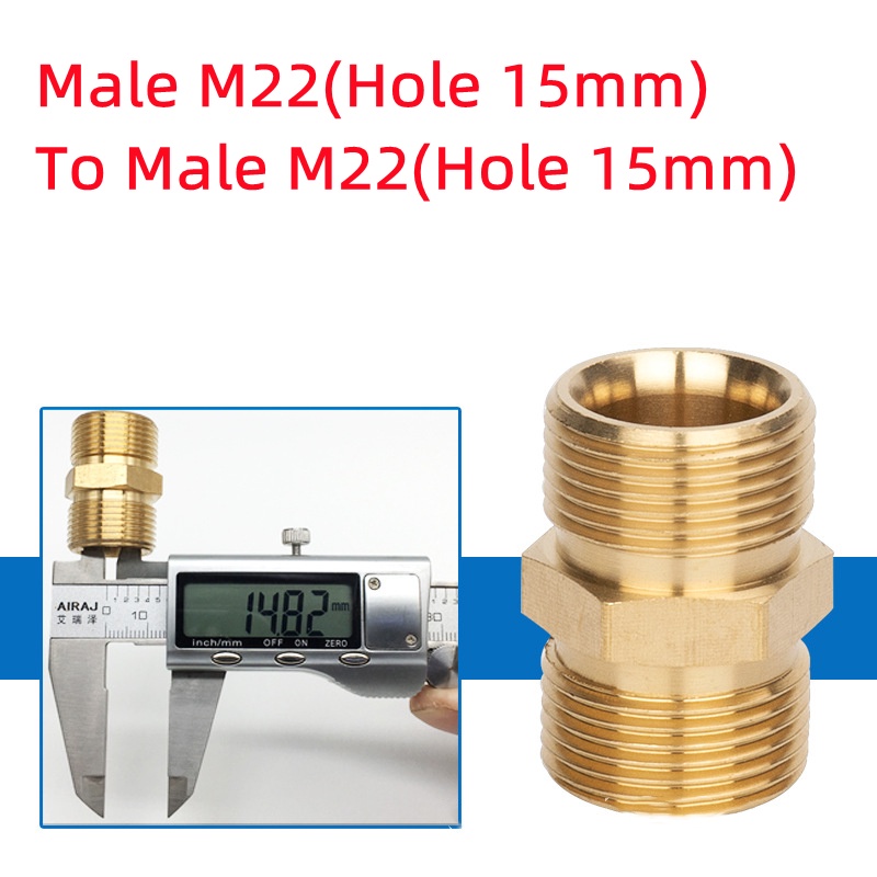 黃銅 3/8" 1/4" M14 M18 M22 螺紋連接器公母適配器,用於高壓清洗機槍軟管過渡接頭 | 蝦皮購物