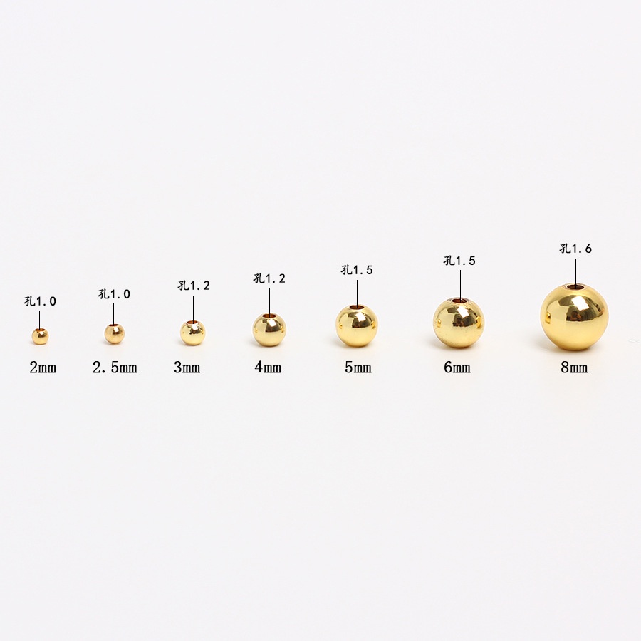 HC--【 100pcs/包】14k包金保色珠子 轉運隔珠 小金珠光面實心珠子 diy飾品手工串珠散珠 | 蝦皮購物