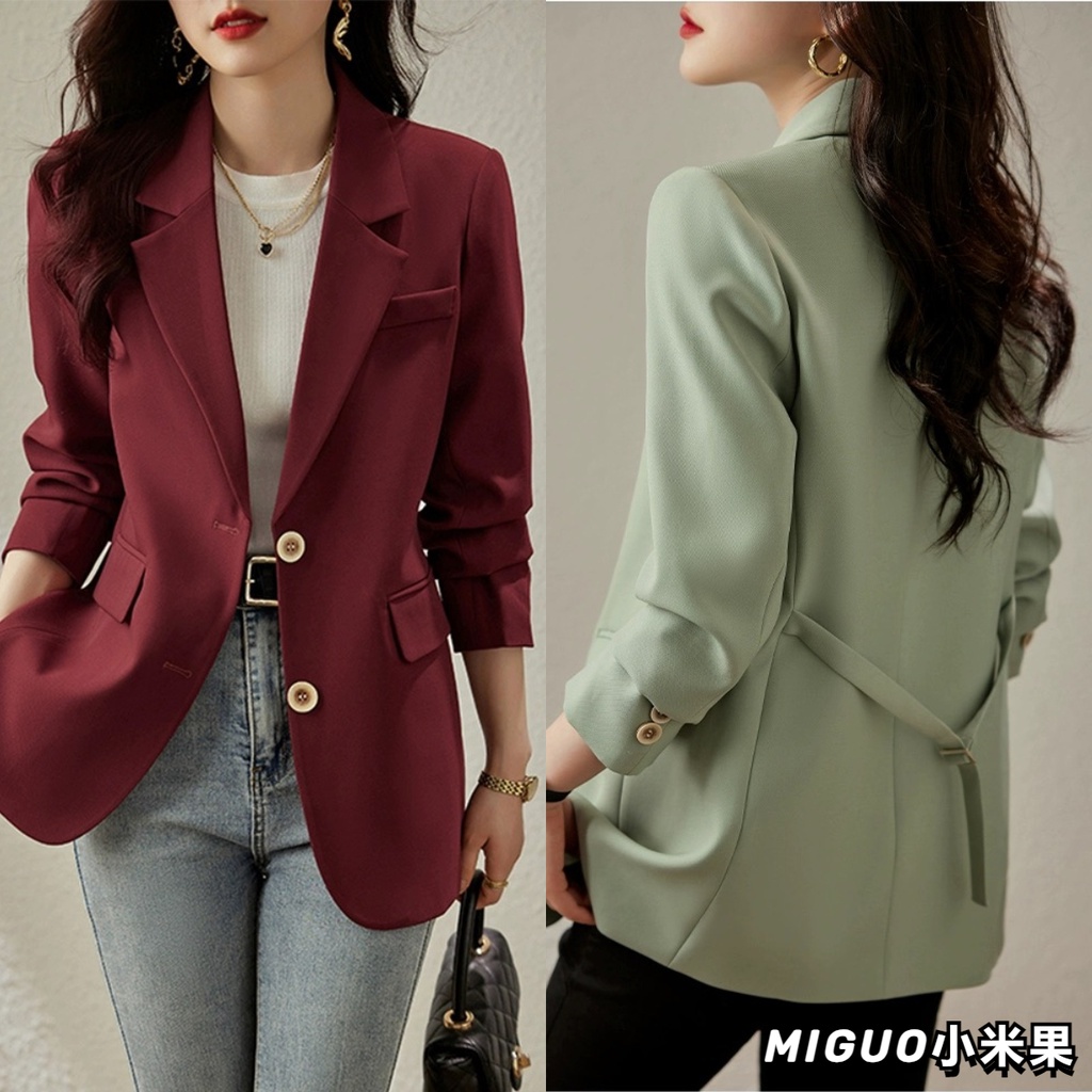 Miguo_高端時尚西裝外套 3色 M-3XL 氣質女神范職業通勤西裝 梅子色休閑西服 職場OL穿搭_9725 | 蝦皮購物