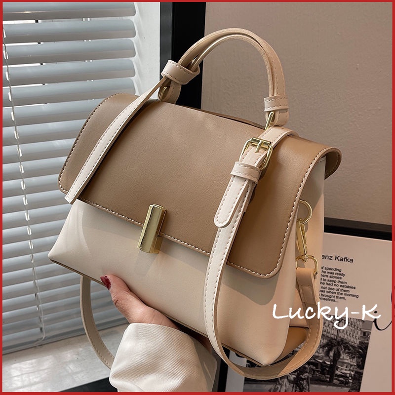 K-Bag 高質感春夏拼色韓版小方包 ins風網紅大容量通勤包 逛街包包斜背包 | 蝦皮購物