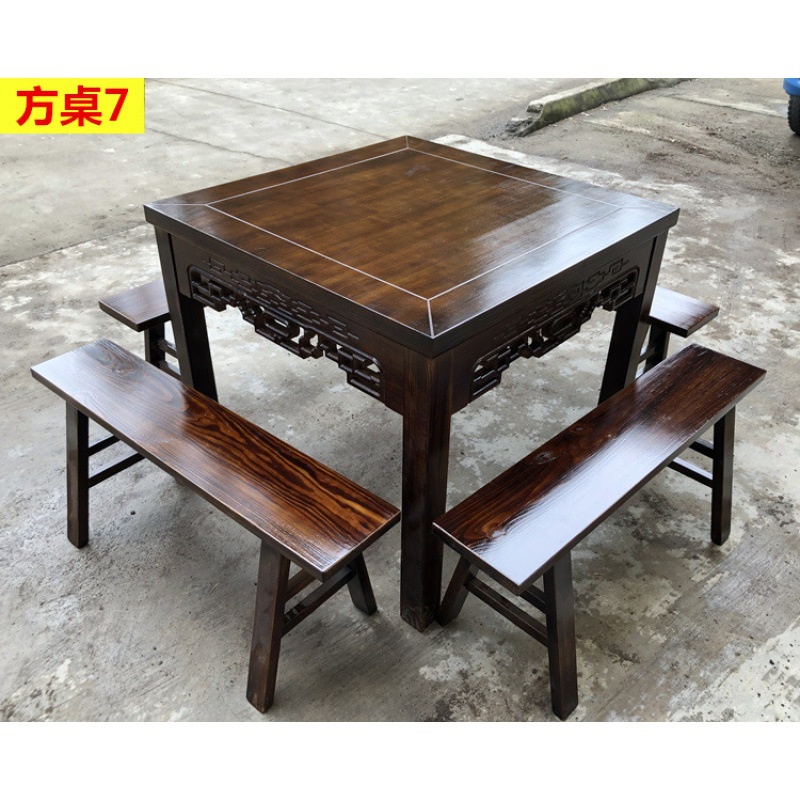 【開立發票】免運 正方形桌子 餐館飯店桌椅組合 麵館新中式四方桌 仿古實木八仙桌 圓桌 | 蝦皮購物