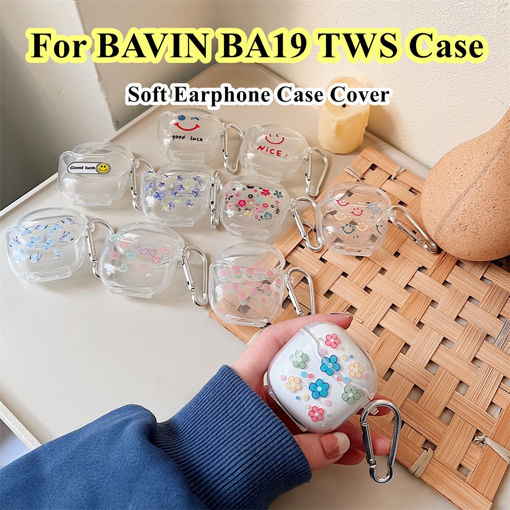 現貨! 適用於 BAVIN BA19 TWS 外殼透明彩色圖案適用於 BA19 TWS 外殼軟耳機外殼保護套 | 蝦皮購物