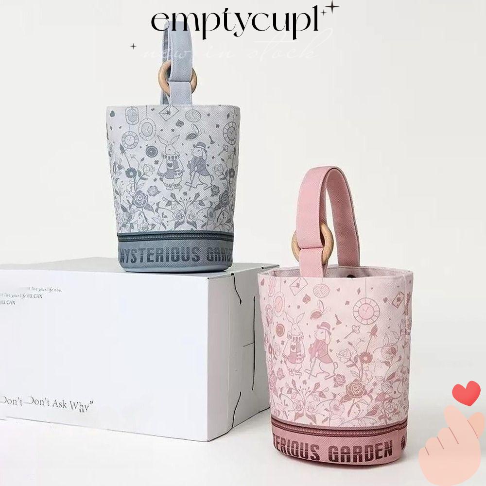 EMPTYCUP腋下手提包,大容量帆布復古手提袋,2024新帶著戒指兔子印花氣缸袋女 | 蝦皮購物