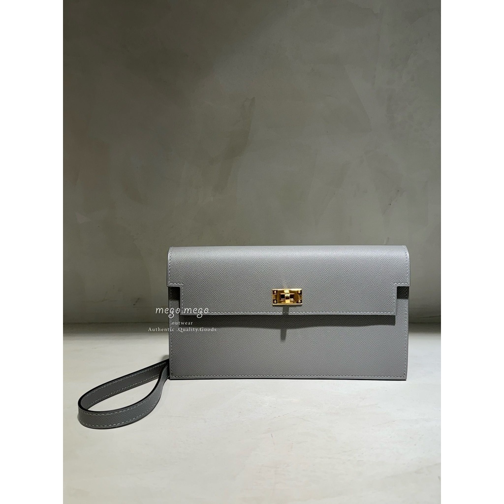 HERMÈS Kelly Pocket Long Wallet 積雲灰 金扣 | 蝦皮購物