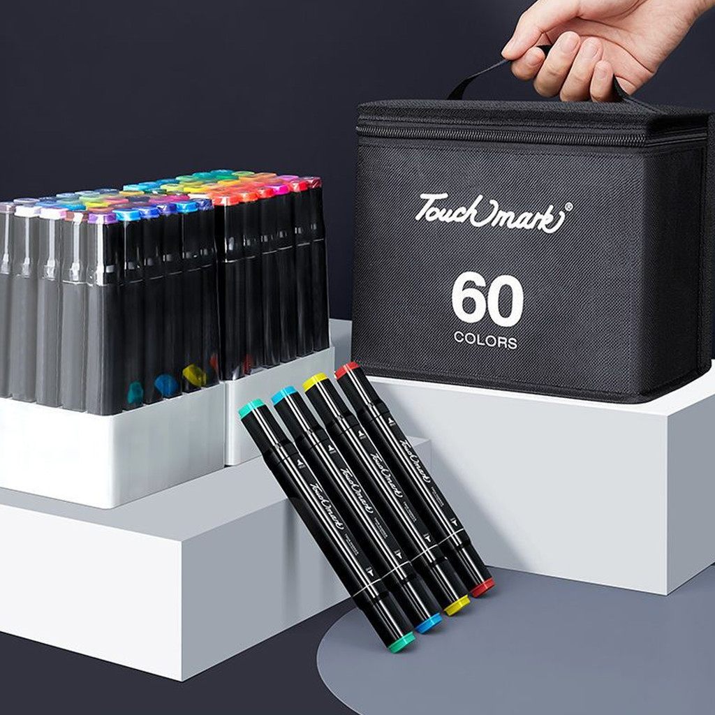 Touchmark Dual Tip Markers Set 油性筆學生動漫48色完美彩色藝術馬克筆 | 蝦皮購物