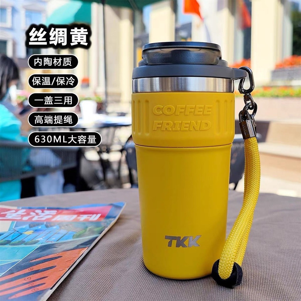 保溫杯 咖啡保溫杯 咖啡隨行杯 TKK咖啡杯男女士大容量抗菌陶瓷內膽便攜316不鏽鋼保溫杯車用水杯 | 蝦皮購物