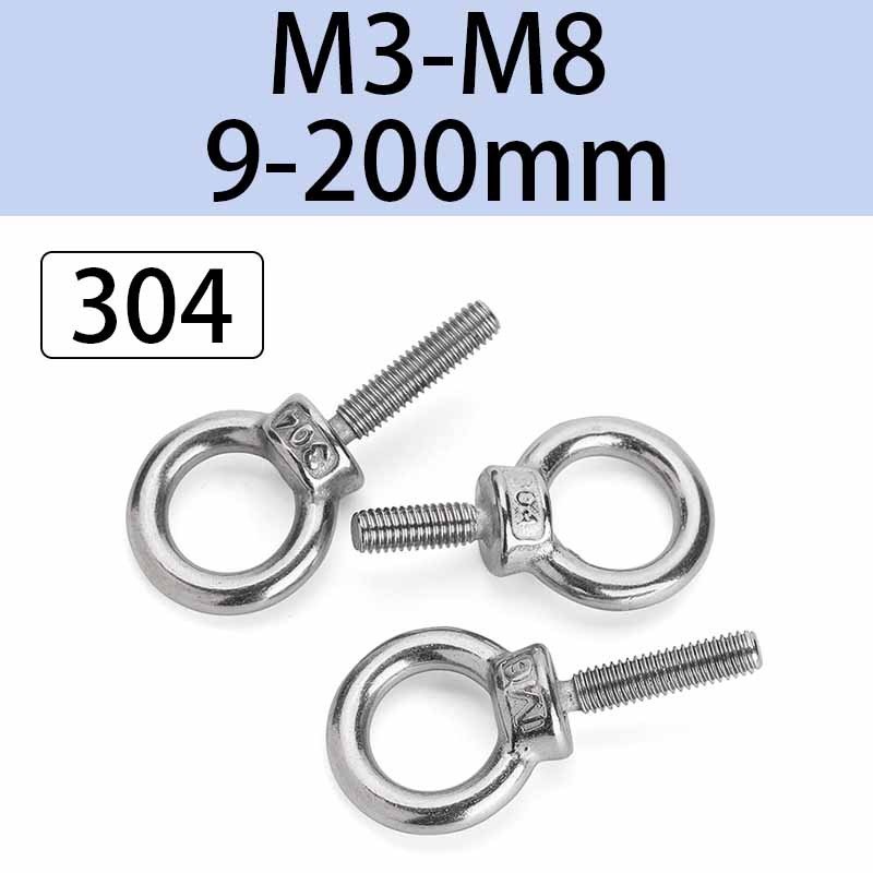 304不銹鋼吊環螺栓帶孔螺釘 M3/M4/M5/M6/M8*L9-200mm | 蝦皮購物