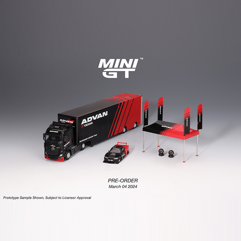 【現貨】場景模型 TSM MINI GT 1:64賓士Actros拖車集裝箱尼桑S15帳篷ADVAN汽車模型 | 蝦皮購物