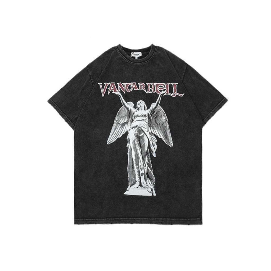 VANCARHELL 翅膀天使 水洗短T 刷舊 自由天使 JR DARK 個性 寬鬆 短袖Tee 棉質T恤 230g | 蝦皮購物