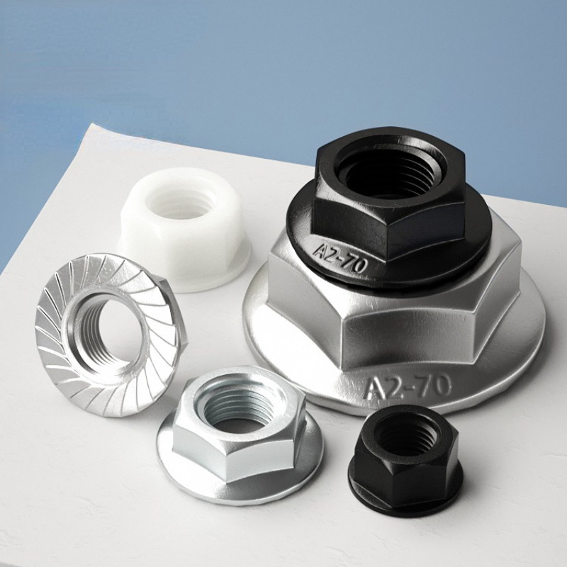 【XJK】M3M4M5M6M8M10M12黑色法蘭螺母304不鏽鋼六角防滑帶墊螺絲帽防松螺帽 | 蝦皮購物