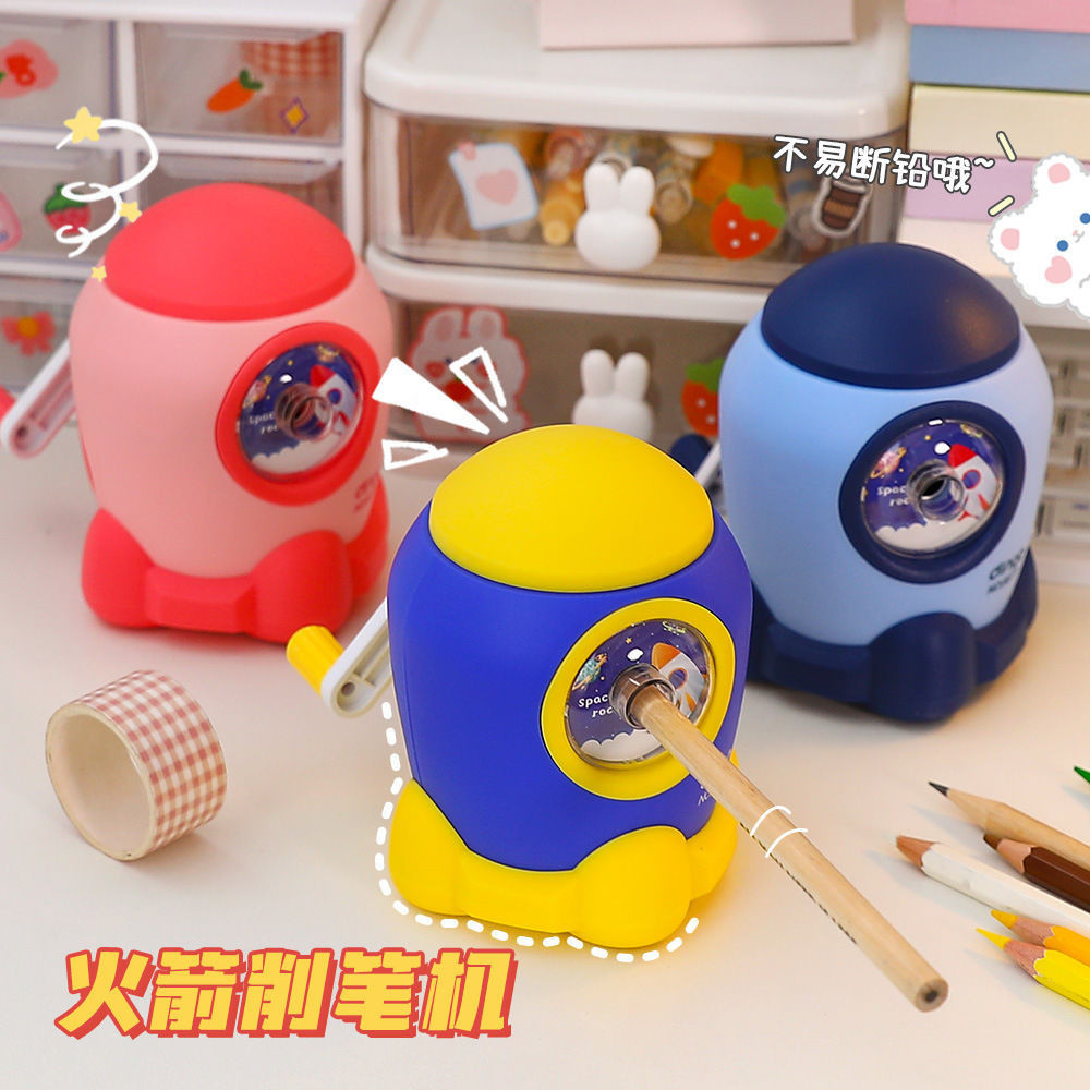 【小街】 ins風火箭自動進筆削筆器學生卡通手搖鉛筆捲筆刀削筆旋筆刀鑽刨筆機 | 蝦皮購物