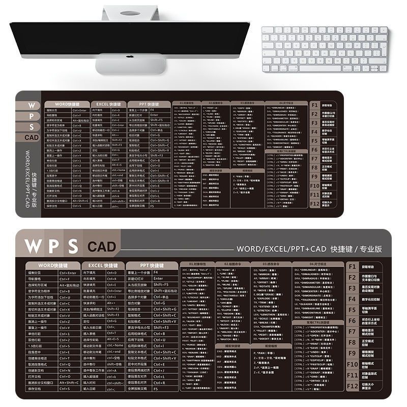 【現貨】快捷鍵滑鼠墊桌墊 超大號辦公wps word excel ppt ps ai cdr cad常用快捷鍵墊 | 蝦皮購物