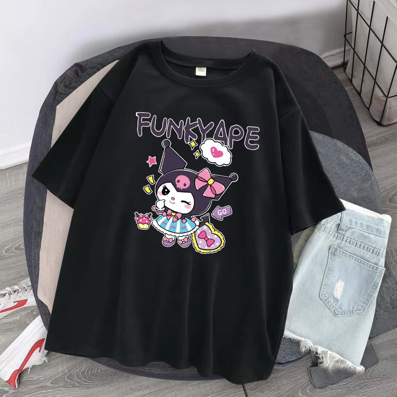 Y2k 卡通 kuromi 街頭服飾日本原宿 Hello Kitty 卡哇伊休閒上衣 Ulzzang 復古寬鬆新款 T | 蝦皮購物