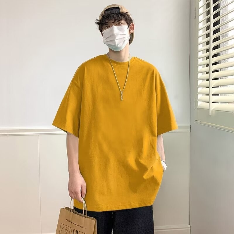 慵懶風寬鬆上衣男 女 簡約素色短袖T恤 基本款 夏季薄款落肩圓領t恤 五分袖 休閒 加大碼短袖衣服 男女皆宜 | 蝦皮購物