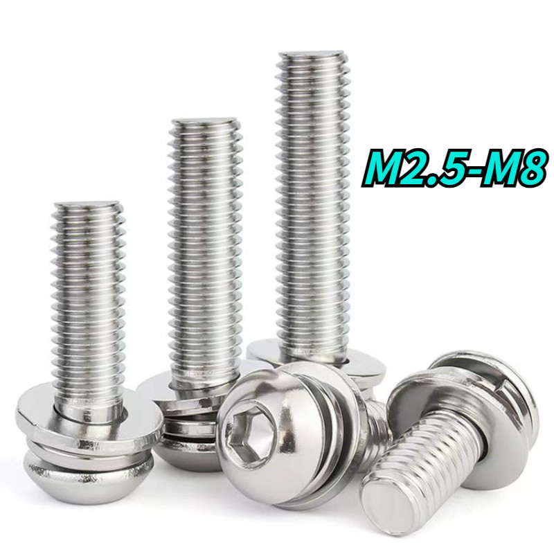 【HNK】304不鏽鋼圓頭內六角螺絲釘半圓盤頭螺栓三組合螺釘M2.5M3M4M5M6M8 | 蝦皮購物