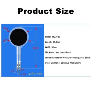 Yola 薄膜壓力傳感器,0-30KG直徑30mm力敏電阻,超薄MD30-60電阻式 | 蝦皮購物