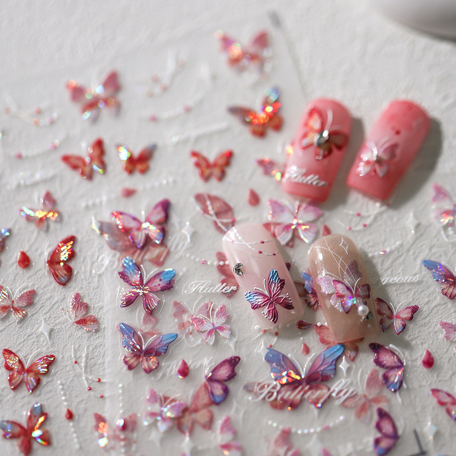 【Meow.Sensei】TENSOR新工藝薄韌立體美甲貼背膠指甲貼飾品TS-3661 蝴蝶翩返 | 蝦皮購物
