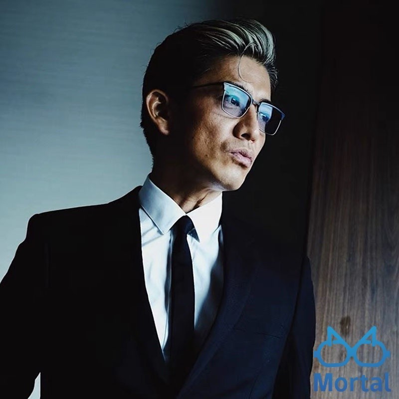 [Mortal] 木村拓哉同款 眉毛眉線款眼鏡框 復古近視眼鏡 超輕純鈦商務眼鏡架 | 蝦皮購物