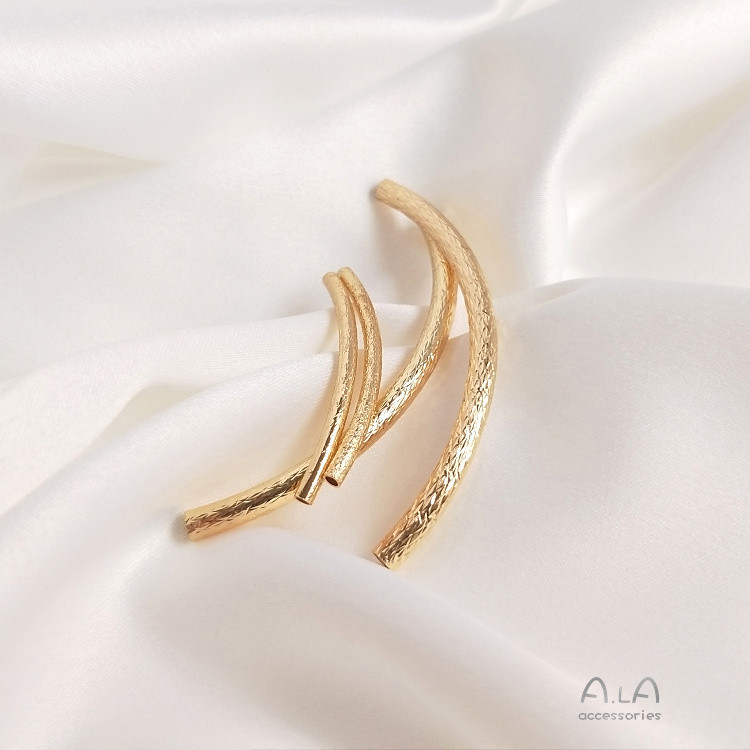 Ala- 14K包金保色砂閃彎管磨砂面空心長管手鍊腳鍊項鍊DIY飾品配件材料 | 蝦皮購物