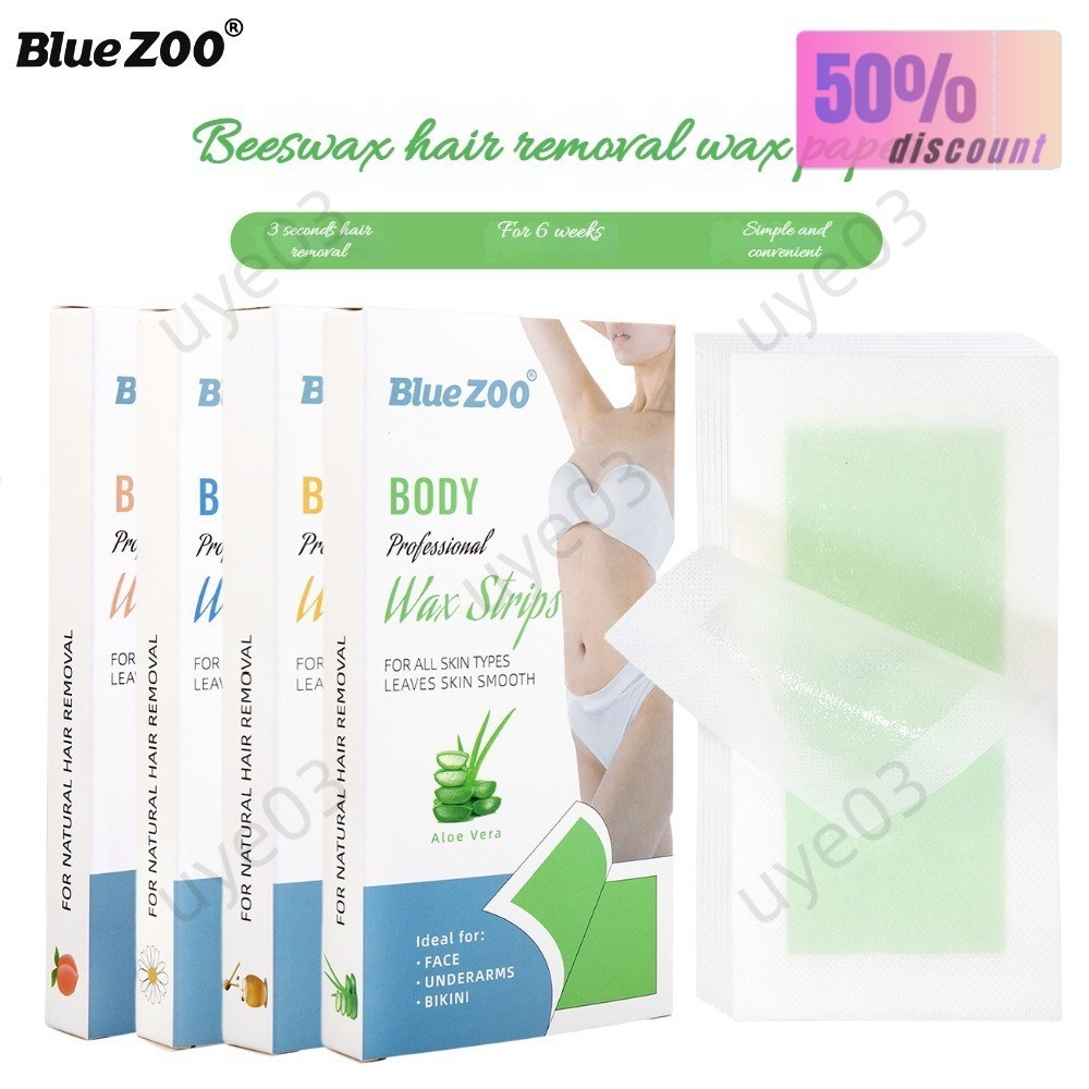 Bluezoo 雙面脫毛蠟條無紡布脫毛蠟紙方便一次性 20片脫毛貼 | 蝦皮購物