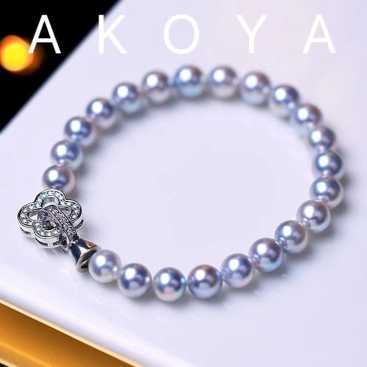 日本akoya天然海水珍珠極光真多麻維納斯澳白手鍊正圓強光送女友 | 蝦皮購物