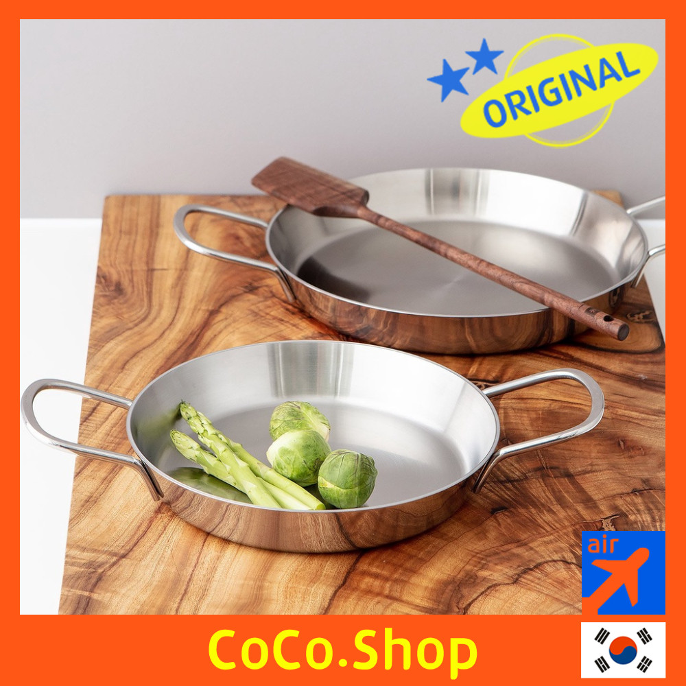 [EDELKOCHEN] 韓國品牌緞面3層不銹鋼煎鍋20cm/24cm [Paella] | 蝦皮購物