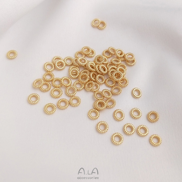 Ala- 保色14K包金麻花閉口圈配件4.5mm手工連接環diy手鍊首飾品隔珠圈 | 蝦皮購物