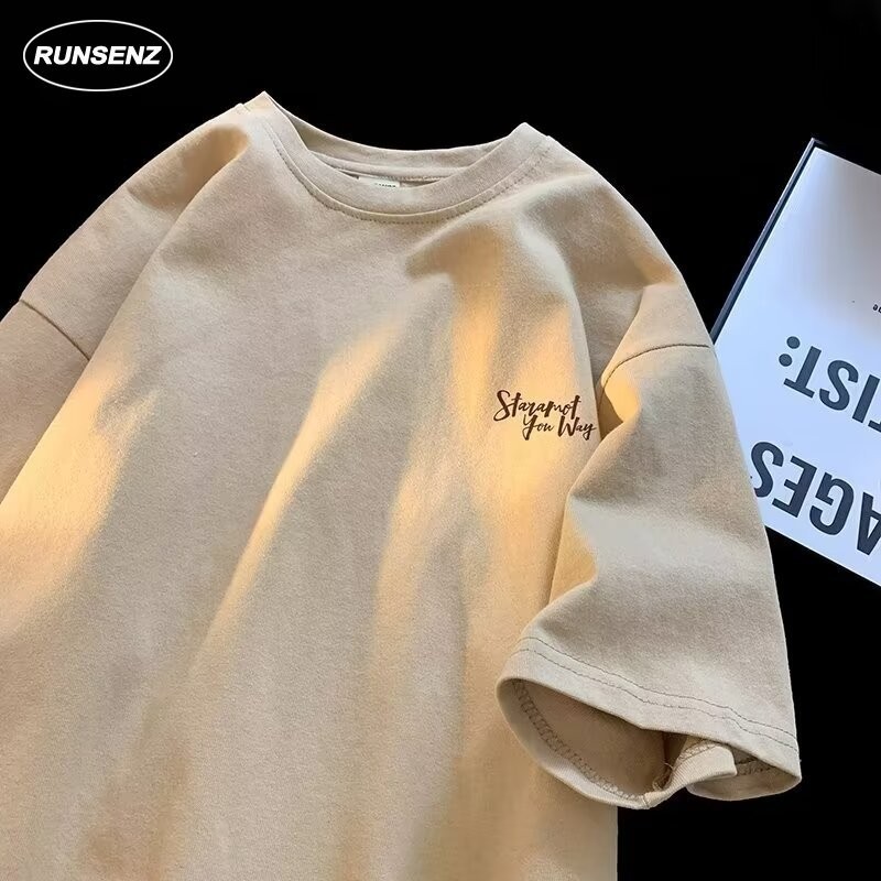 M-8XL 韓系時尚字母logo印花上衣 大尺碼短袖 oversize T恤 簡約寬鬆五分袖t恤 落肩 圓領 加大尺碼男 | 蝦皮購物