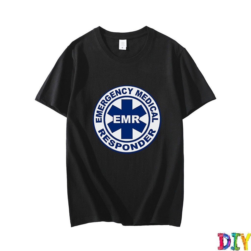 緊急醫療響應器 Emr T 圓領病毒襯衫純流行尺寸 Psycho 簡單 Xl 可愛長真棒促銷 | 蝦皮購物