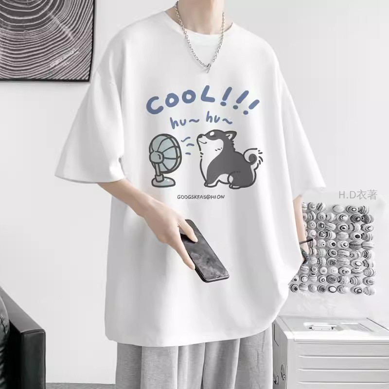 🔥48H出貨 M-8XL 韓版慵懶風寬鬆上衣男 大尺碼短袖T恤 休閒圓領五分袖衣服 oversize 男生落肩上衣加大 | 蝦皮購物