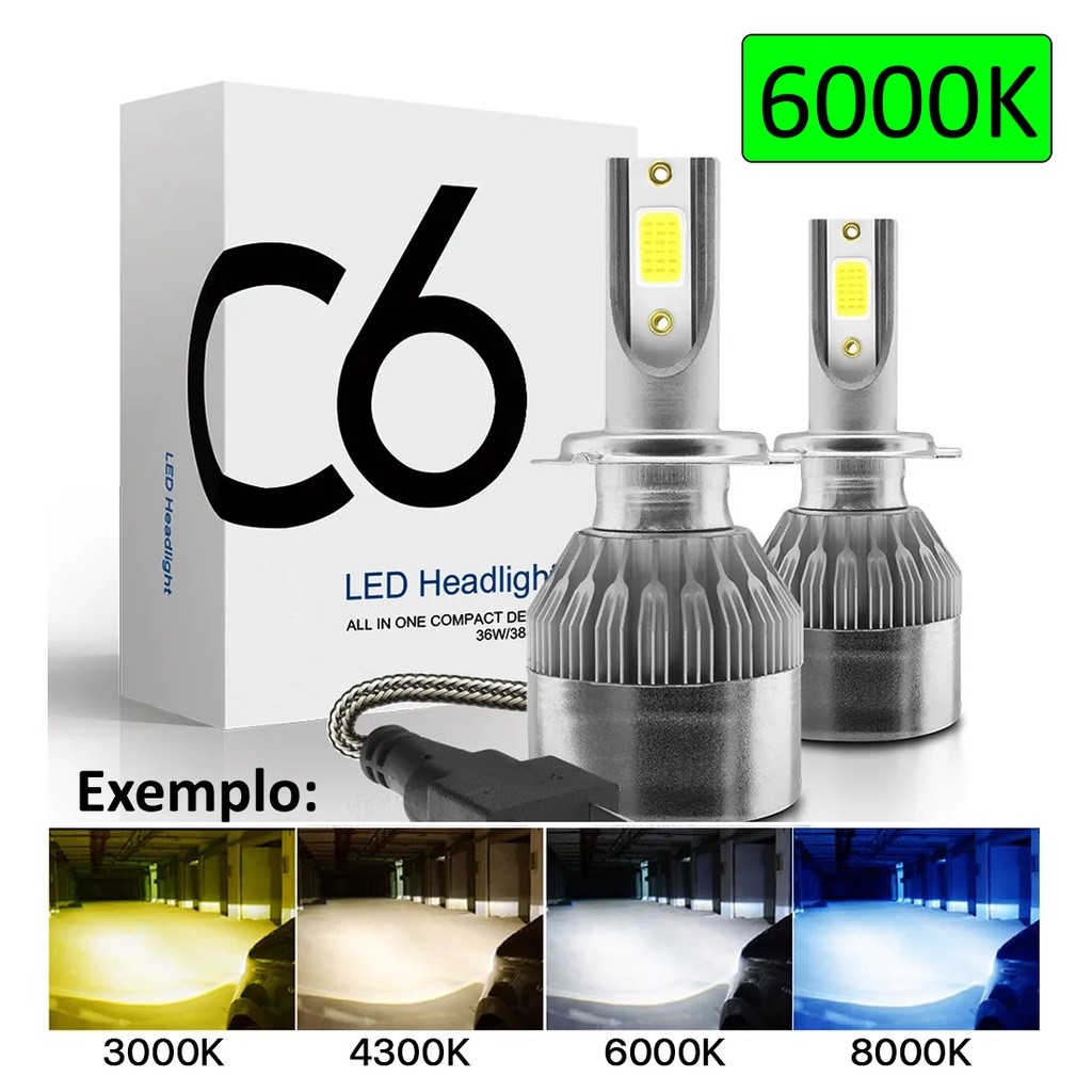 C6 LED 汽車頭燈燈泡 6000K H1 H3 H4 H7 H11 H13 HB3(9005) HB4(9006) | 蝦皮購物