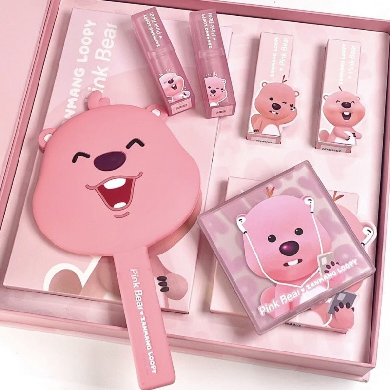 小桃子 正品 現貨pinkbear皮可熊loopy聯名禮盒 露比聯名禮盒脣釉眼影修容盤 綜合調色板口紅眼影熒光筆脣釉 | 蝦皮購物