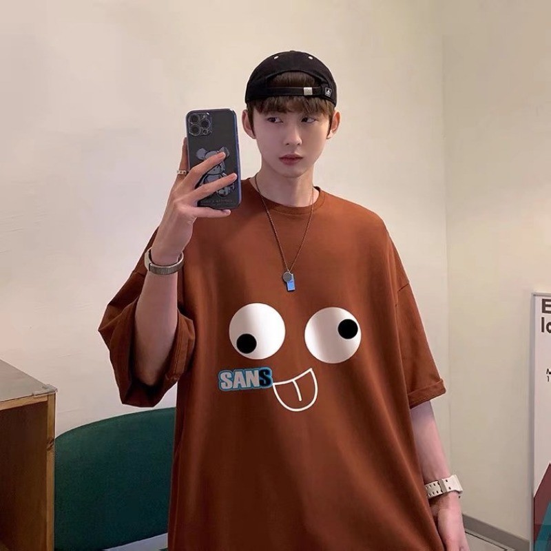 【加大碼 M-8xl】時尚休閒韓版男士短袖t恤流行款式搞怪造型印花超大圓領t恤 | 蝦皮購物