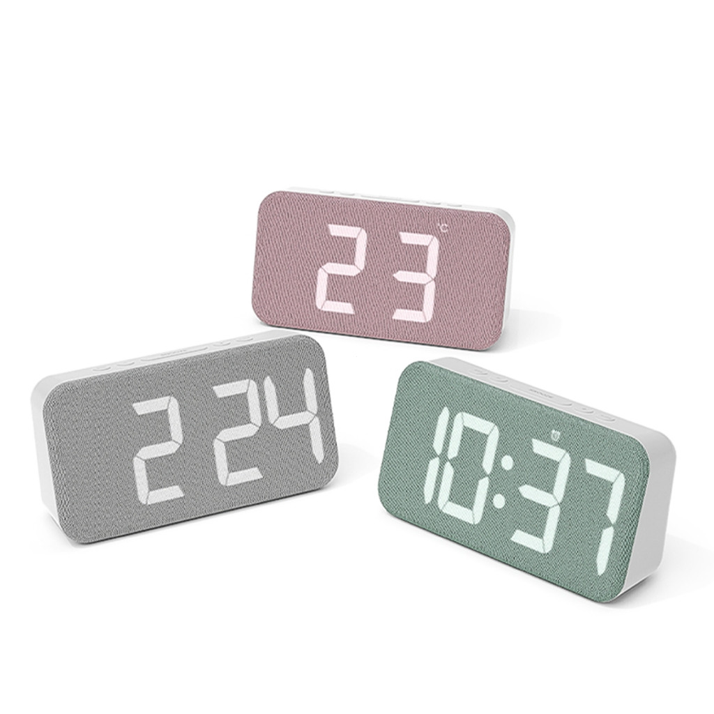 Mooas Cozy Fabric LED 檯鐘,帶 USB 充電端口的數字時鐘,12/24 小時模式,溫度顯示,鬧鐘和 | 蝦皮購物